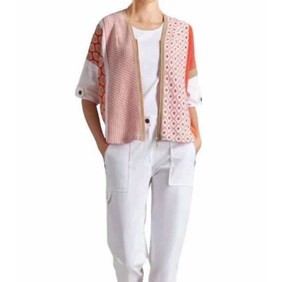 TRICOT CHIC | Sweaters | New Tricot Chic Printed Zip Up Sweater In ...